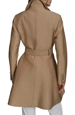 Donna Karan New York Water-resistant Skirted Cotton-blend Trench Coat