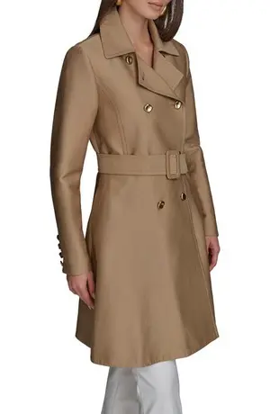 Donna Karan New York Water-resistant Skirted Cotton-blend Trench Coat
