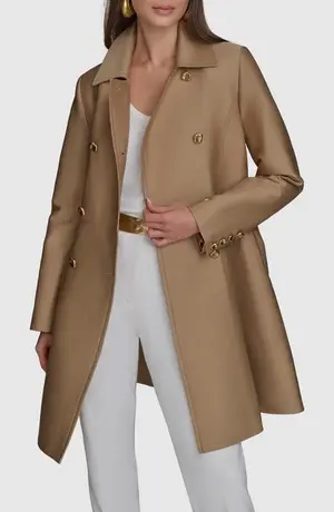 Donna Karan New York Water-resistant Skirted Cotton-blend Trench Coat