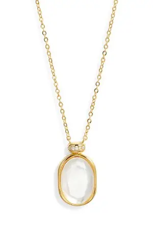 Nordstrom Oval Mother-of-pearl Pendant Necklace - 14k Gold Plated