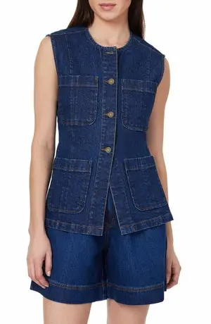 Habitual Collarless Denim Vest