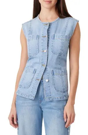 Habitual Collarless Denim Vest - Fjord