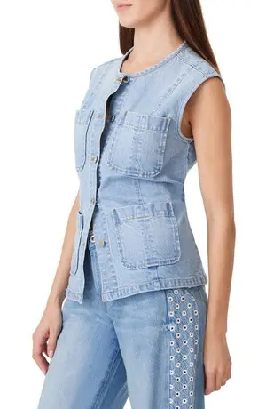 Habitual Collarless Denim Vest - Fjord