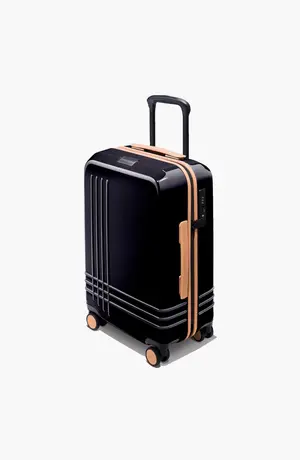 ROAM LUGGAGE Expandable Carry-On Suitcase Black Gloss/tan