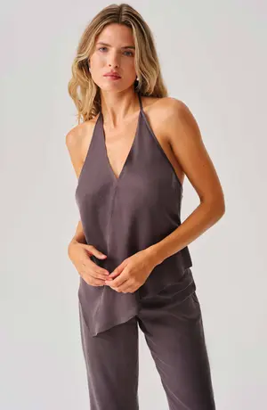 LEMAN MERCER Valerie Halter Top - Gray