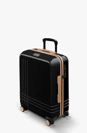 ROAM Large Expandable Carry-on Luggage - Black Gloss/tan Trim