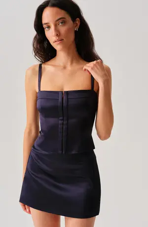 LEMAN MERCER Maya Corset Top - Navy