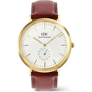 DANIEL WELLINGTON Classic Multi Eye Leather Strap Watch - Gold