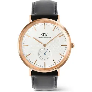 DANIEL WELLINGTON Classic Multi Eye Leather Strap Watch - Rose Gold