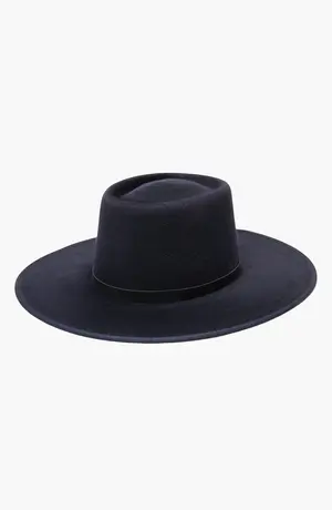 W Y E T H Boater Hat With Leather Band - Midnight Blue