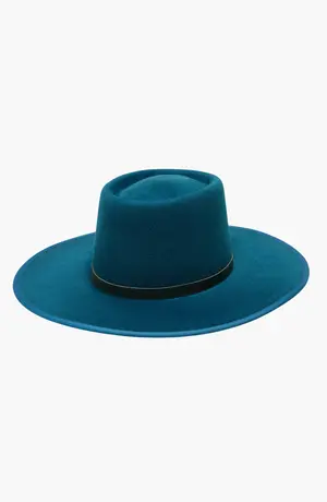 W Y E T H Boater Hat With Leather Band - Teal
