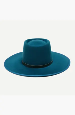 W Y E T H Boater Hat With Leather Band - Teal