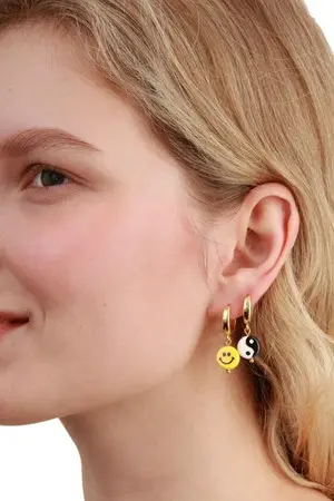VELVET LUNA Yin Yang And Smile Earrings