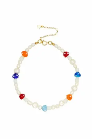VELVET LUNA Pearl Mushroom Choker Necklace - Multi Colored
