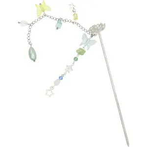 VELVET LUNA Steel Hair Pin With Charms - Multi Colored