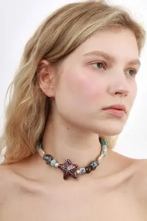 VELVET LUNA Pearl And Starfish Necklace - Multi Colored