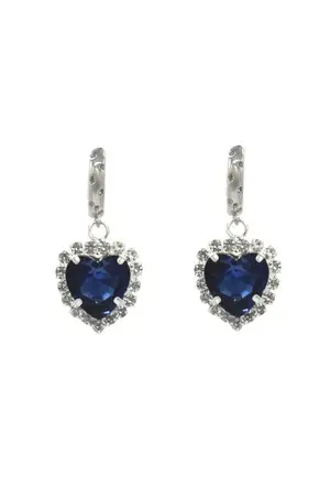 VELVET LUNA Earrings With Heart Pendant - Blue