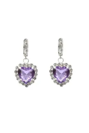 VELVET LUNA Earrings With Heart Pendant - Lavender