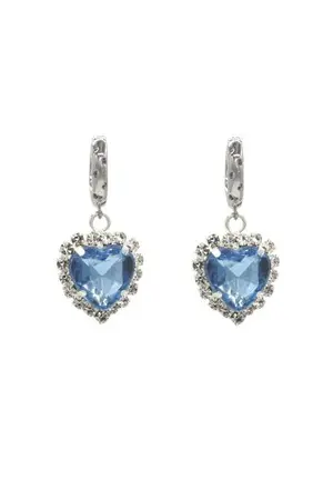 VELVET LUNA Earrings With Heart Pendant - Light Blue