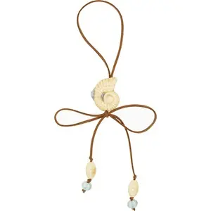 VELVET LUNA Suede Necklace With Ceramic Seashell Tie Charm - Brown
