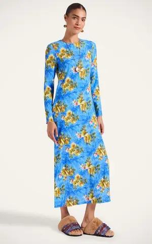 La DoubleJ Long Sleeve Swing Dress - Riptide Light Blue