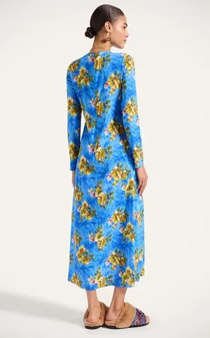 La DoubleJ Long Sleeve Swing Dress - Riptide Light Blue