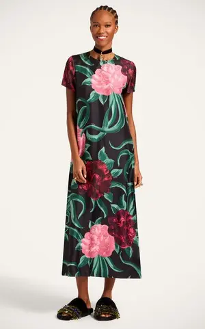 La DoubleJ Swing Maxi Dress - Peony Black
