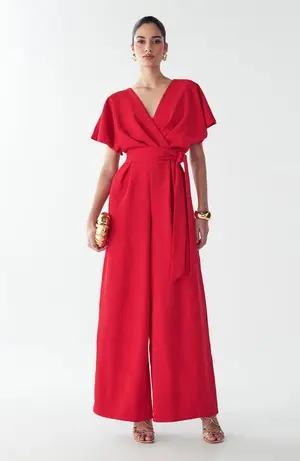 BWLDR Shana Wide-leg Jumpsuit - Red