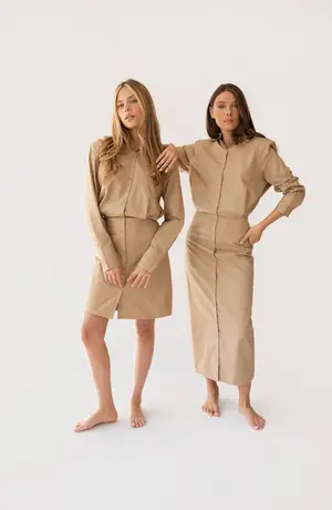 SHANI X BY TESS Shani Midi Dress - Tan