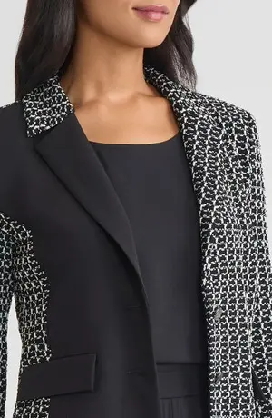 Misook Tailored Mixed Media Tweed Knit Blazer