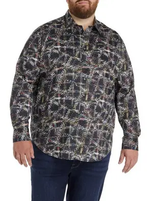 ROBERT GRAHAM BY DXL Big & Tall Grid Textured Sport Shirt