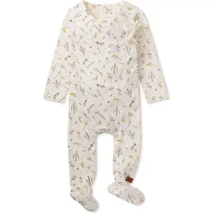 MINIMOI Floral Print Rayon Footie - Winter White