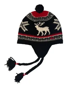 Polo Ralph Lauren Jacquard Knit Trapper Hat - Black/red/cream