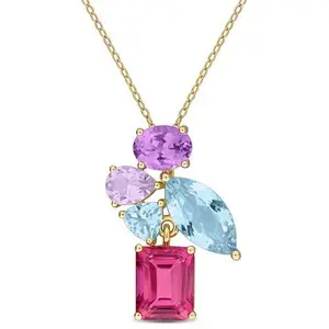 JULIANNA B. Multi-gem Cluster Pendant Necklace