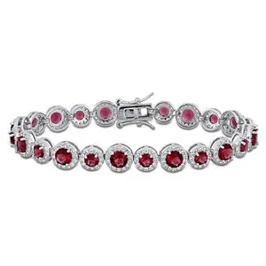 JULIANNA B. Cubic Zirconia And Created White Sapphire Tennis Bracelet - Red Cz