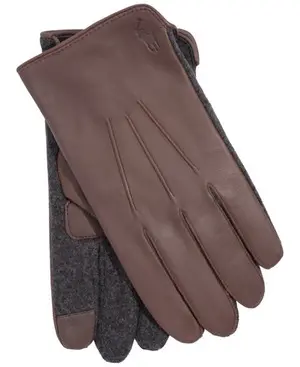 Polo Ralph Lauren Nappa Hybrid Touch Gloves - Dark Brown/charcoal