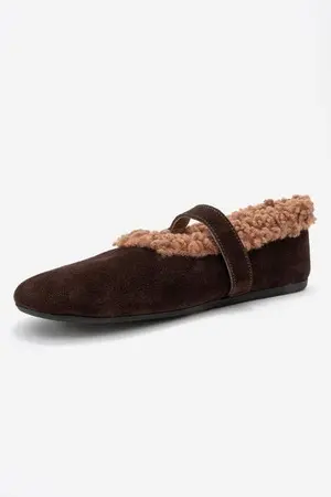 FOREVER & ALWAYS SHOES Guin Leather Strap Flat - Brown Suede Leather