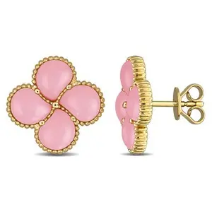 JULIANNA B. Lab-created Gemstone Quatrefoil Flower Stud Earrings - Created Pink Opal
