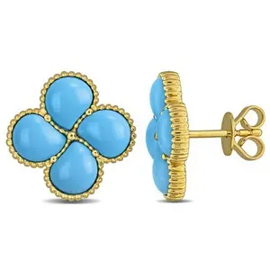JULIANNA B. Lab-created Gemstone Quatrefoil Flower Stud Earrings - Created Turquoise