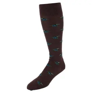 Trafalgar Flying South Mallard Ducks Patterned Merino Wool Over-the-calf Socks - Brown