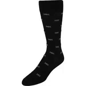 Trafalgar Bow Tie Patterned Mercerized Cotton Mid-calf Socks - Black