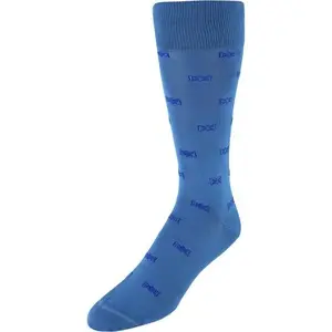 Trafalgar Bow Tie Patterned Mercerized Cotton Mid-calf Socks - Light Blue