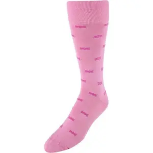 Trafalgar Bow Tie Patterned Mercerized Cotton Mid-calf Socks - Pink