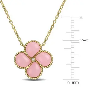 JULIANNA B. Clover Necklace With Lab-created Gemstone And Diamond Accent - Created Pink Opal