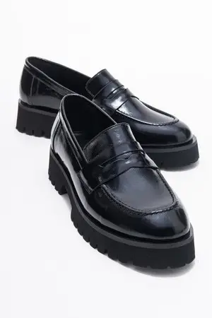 FOREVER & ALWAYS SHOES Vionel Leather Loafer - Black Patent Leather