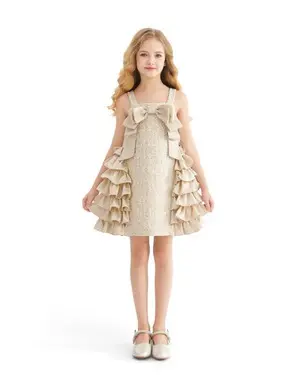 TULLEEN Ruffle Cascade Bow Dress