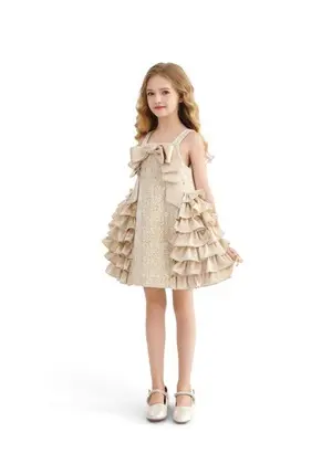 TULLEEN Ruffle Cascade Bow Dress