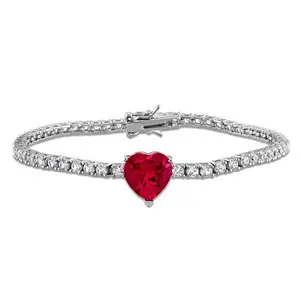 JULIANNA B. Lab-created Gemstone Station Tennis Bracelet - Created Ruby/heart