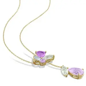 JULIANNA B. Multi-gem Floral Cluster Drop Pendant Necklace