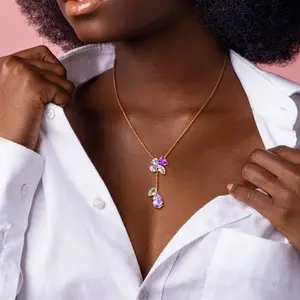 JULIANNA B. Multi-gem Floral Cluster Drop Pendant Necklace